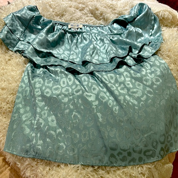 Tops | Leopard Print Top In A Beautiful Blue Color | Poshmark